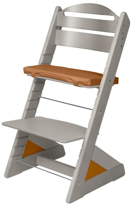 Jitro Dětská rostoucí židle Plus Šedá Oranžový klín + lněný