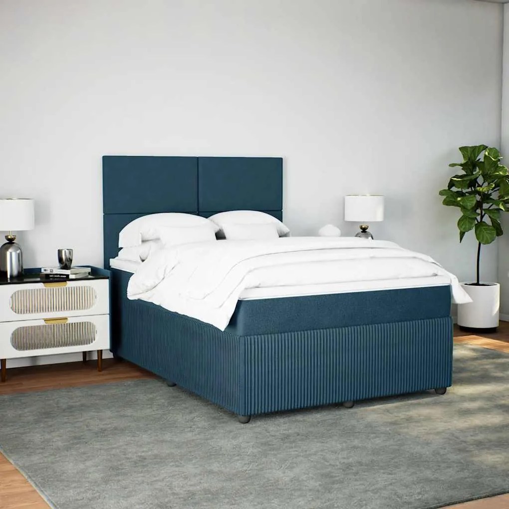 Box spring postel s matrací modrá 140 x 190 cm samet 3294632