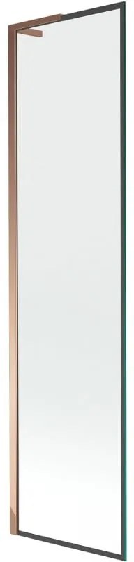 Mexen Next L, 1-křídlová vanová zástěna 50 x 150 cm, 6mm čiré sklo-černý vzor, ​​růžové zlato profil, 895-050-000-03-70-60