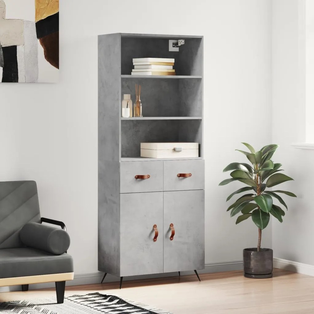 Skříň highboard betonově šedá 69,5x34x180 cm kompozitní dřevo 3200493