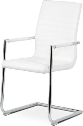 Autronic - Konferenční židle, bílá ekokůže, kov chrom - HC-349 WT