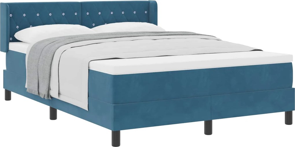 Postel s boxspringem s čelo Tmavě modrá 200 x 160 cm samet 3341424