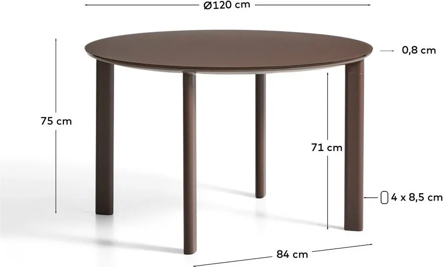 Kulatý zahradní jídelní stůl se skleněnou deskou ø 120 cm Erice – Kave Home