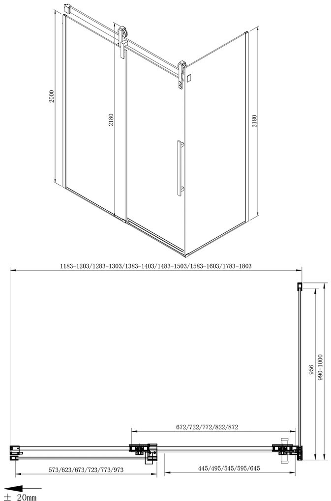 Gelco Volcano Black boční stěna 1000 mm, GV3410