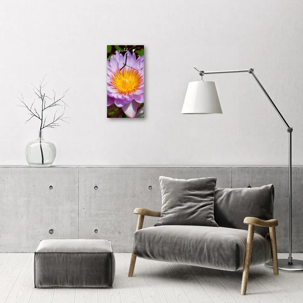 Skleněné hodiny vertikální  Barevné lilie květiny 30x60 cm