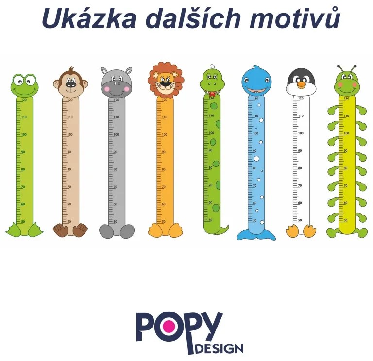 Samolepka na zeď - Dětský metr hroch - PopyDesign