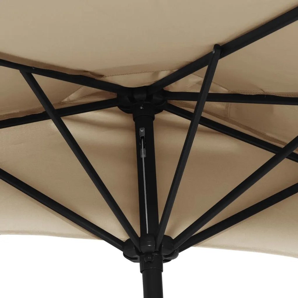 vidaXL Marketos Slunečník na balkon hliníková tyč taupe 300 x 155 cm půlkruh