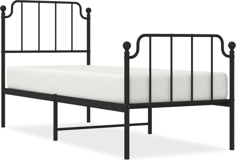 vidaXL Kovový rám postele s hlavovým a nožním čelem 80 x 200 cm [373896] Barva: Černá