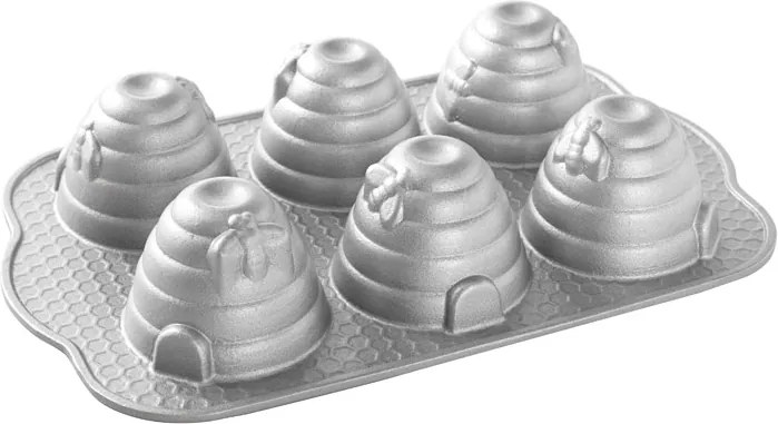 NordicWare Forma na 6 malých včelích úlů Beehive Bundt® stříbrná, Nordic Ware litý hliník s nepřilnavým povrchem
