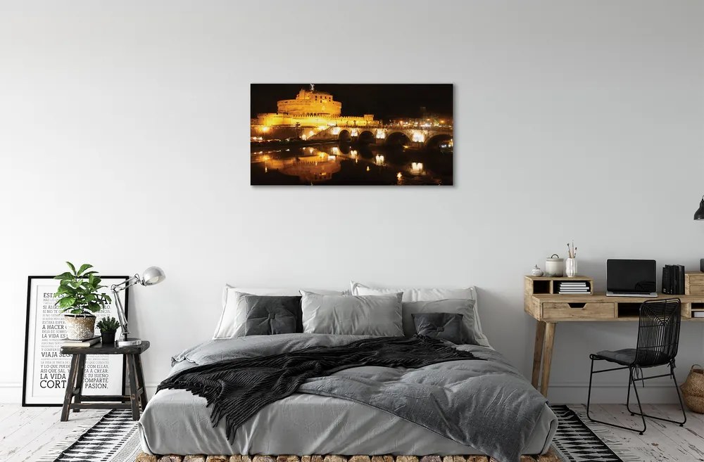 Obrazy na plátně Rome River mosty v noci 120x60 cm