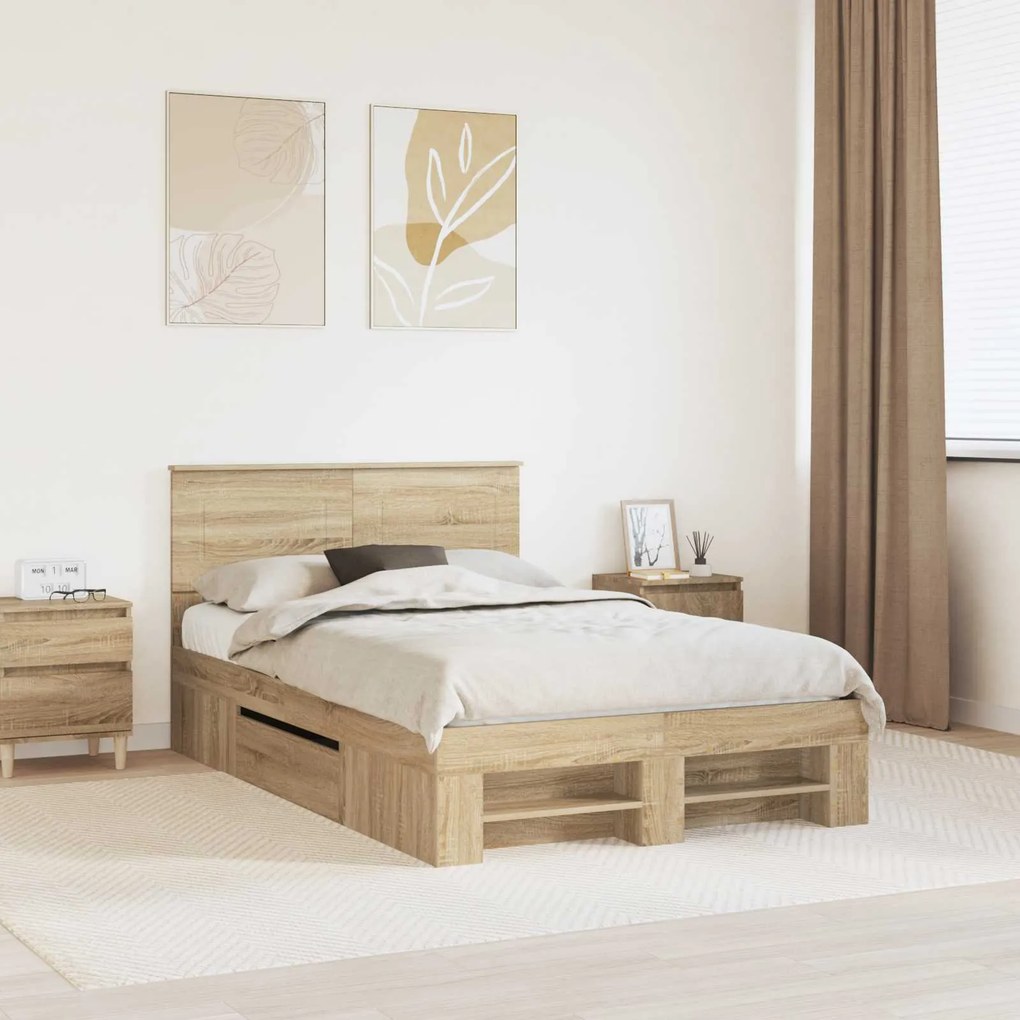 Rám postele s čelo Sonoma dub 120 x 200 cm Kompozitní dřevo 3408783
