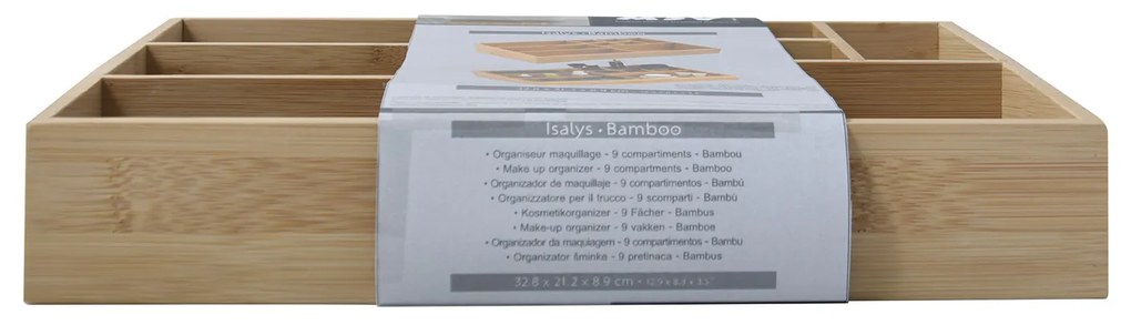 MSV organizér na kosmetiku ISALYS, bambus, 10 přihrádek