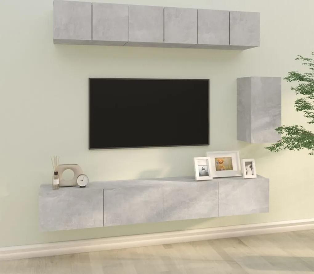 vidaXL 6dílný set TV skříněk kompozitní dřevo [3114621] Barva: Betonová šedá