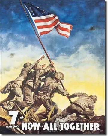 Plechová cedule War Bonds - IWOJIMA 32 x 41 cm