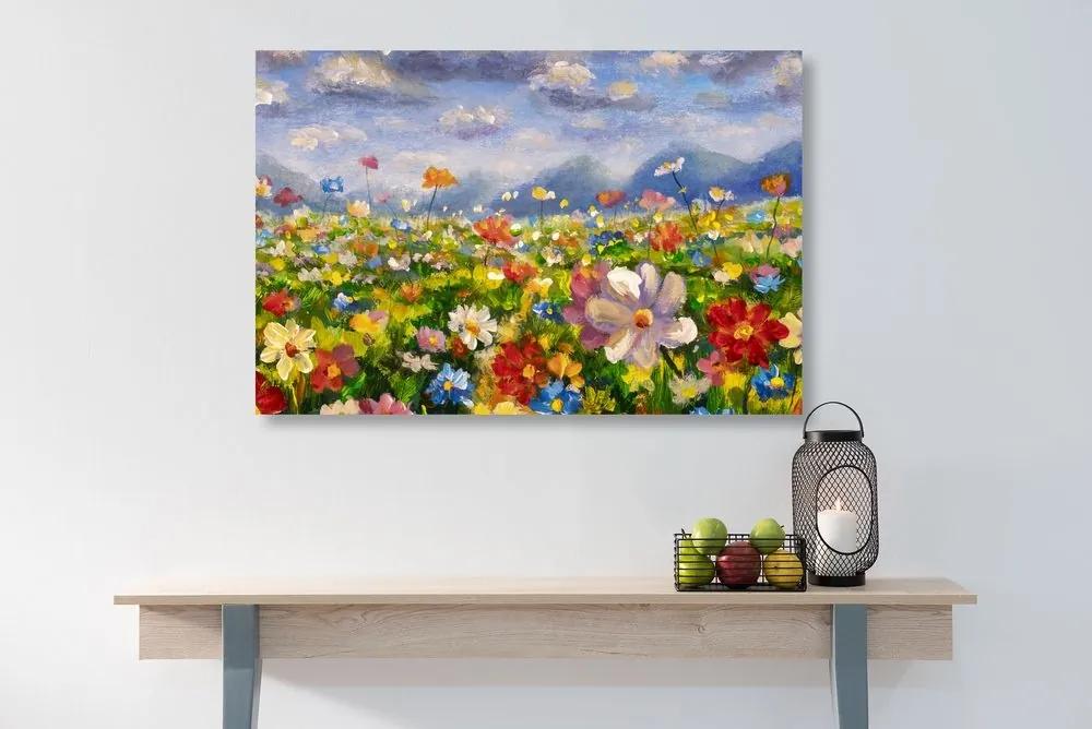 Obraz olejomalba divoké květiny - 90x60 cm