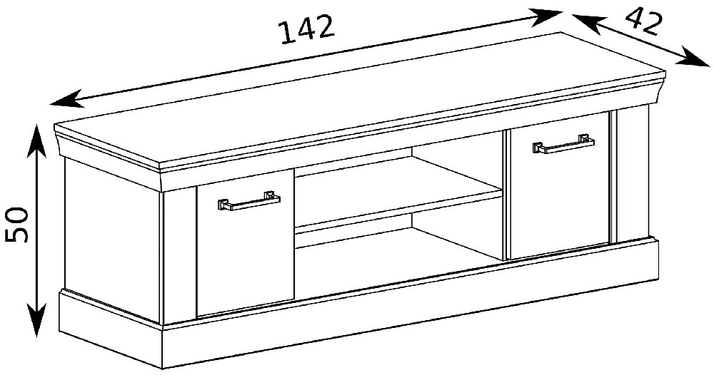 Antica K | TV stolek A4 | 142 cm | kraft zlatý