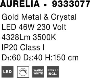 Závěsné LED svítidlo NOVA LUCE AURELIA 46W 3500K 9333077 stmívatelné Triac