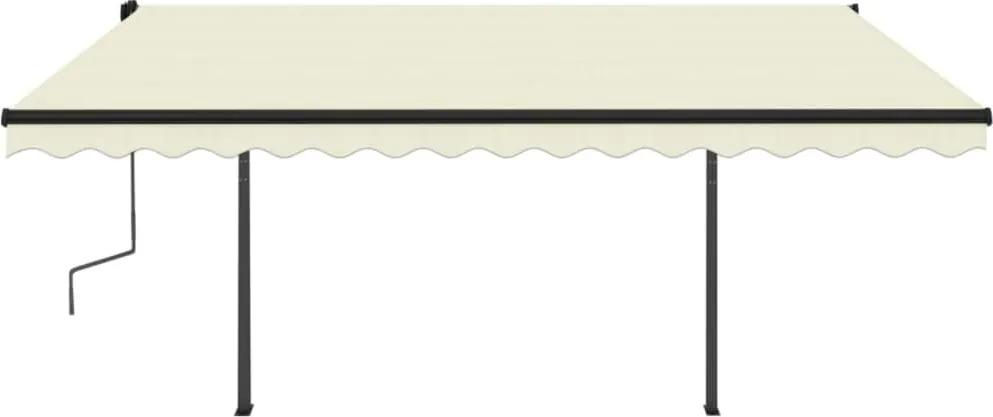 vidaXL Ručně zatahovací markýza se sloupky 4 x 3,5 m [3070217] Barva: Žluto-bílá