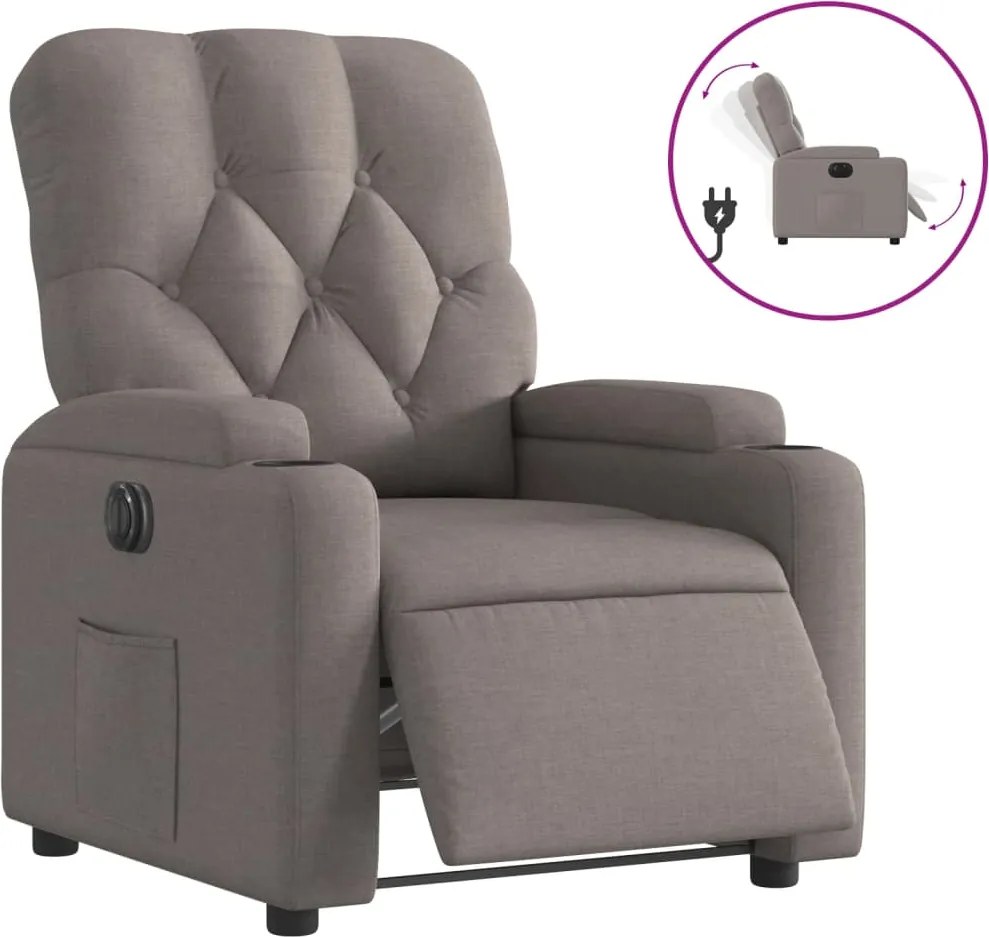 Elektrické polohovací křeslo taupe textil 3204694