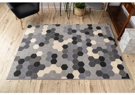 koberec HEOS 78537 šedá / krémový HEXAGON velikost 160x220 cm | krásné koberce cz