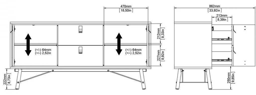 Tvilum Komoda Rain 2d2s černý MAT/ořech