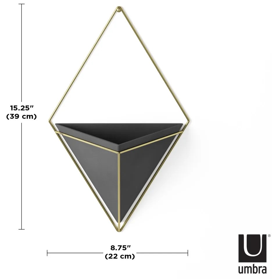 Umbra Trigg Nástěnná váza, květináč, dekorace na zeď, dekorace, černá/mosaz, keramika/kov, velká, 470752-1137