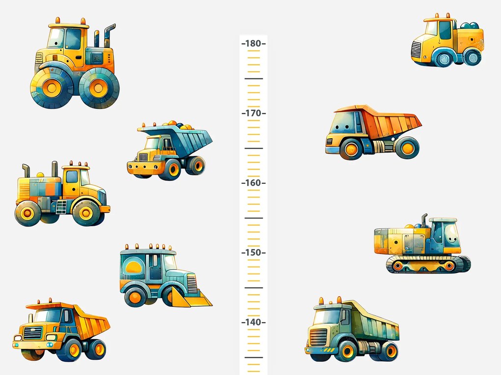 Metr stavební stroje textilní přelepitelné samolepky na zeď výška 170 cm