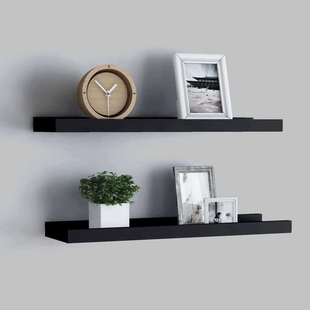 Poličky na zarámované obrázky 2 ks černé 40 x 9 x 3 cm MDF 323931