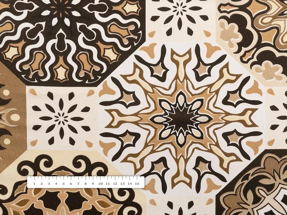 Biante Bavlněný čtvercový ubrus Sandra SA-447 Hnědo-béžové marocké dlaždice 120x120 cm