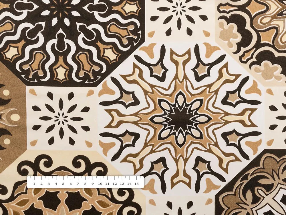 Biante Bavlněný povlak na polštář s lemem Sandra SA-447 Hnědo-béžové marocké dlaždice 35 x 45 cm