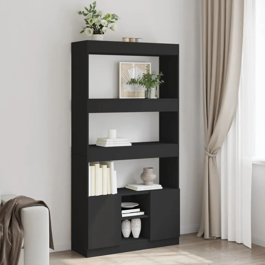 Skříň highboard černá 92 x 33 x 180 cm kompozitní dřevo