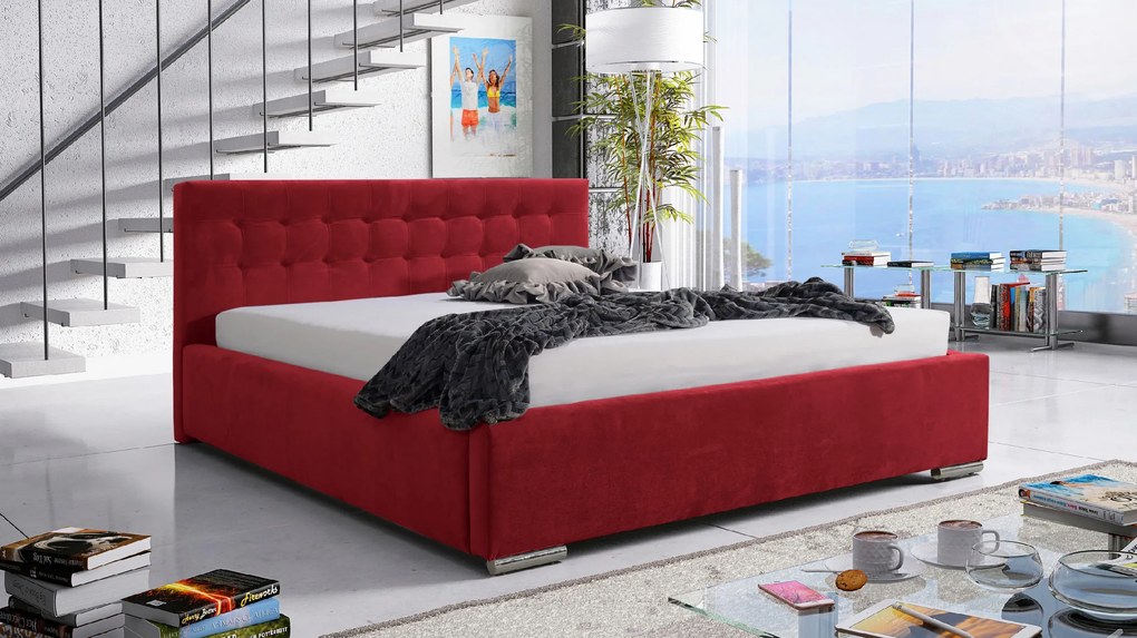 Eka Čalouněná postel Anastasia 140x200 cm Barva látky Trinity: Světle hnědá (Trinity 2306), Úložný prostor: S kovovým rámem úložného prostoru