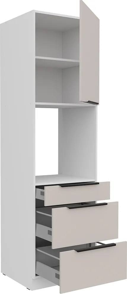 COMO | vysoká skříňka 60 DPS-210 3S1F na vestavnou troubu | PREMIUM BOX | 60 cm | bílá/kašmír
