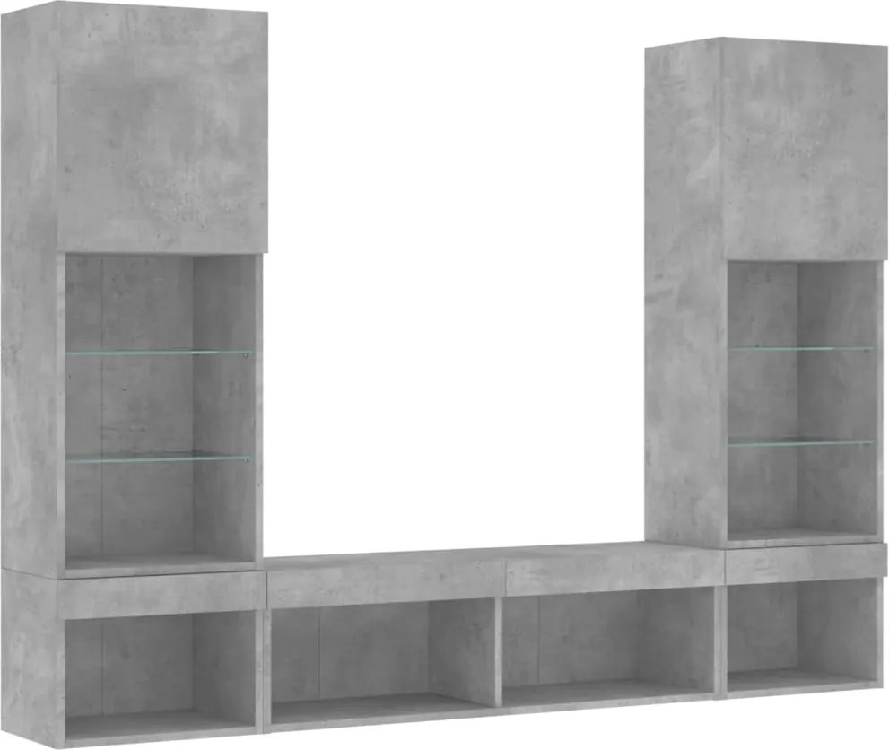 5dílná obývací stěna s LED betonově šedá kompozitní dřevo 3216693