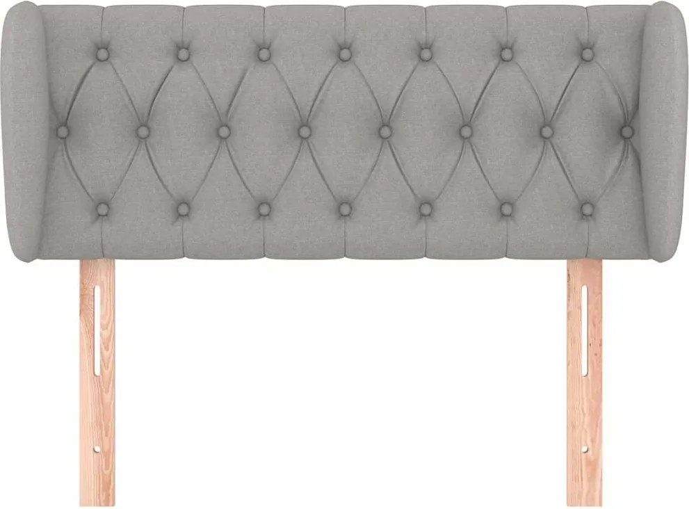 Čelo postele typu ušák světle šedé 103x23x78/88 cm textil 3117470