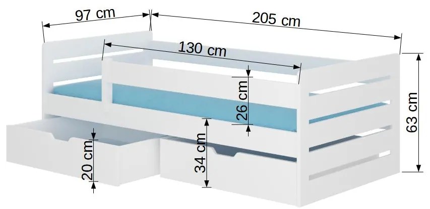 ADRK Postel BEMMA, CH-Bem-P-205+M-E2044, 200x90 cm s matrací, růžová