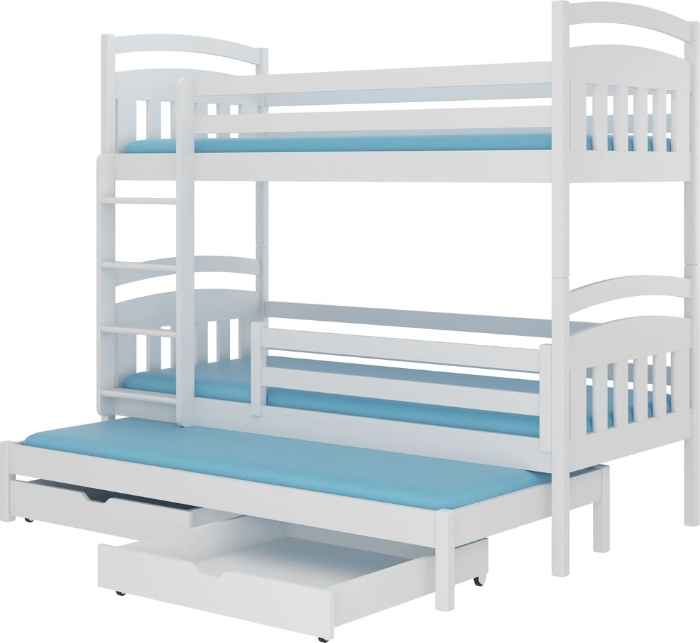 ADRK Furniture Třípatrová postel pro tři osoby s matracemi ADLO 200x90