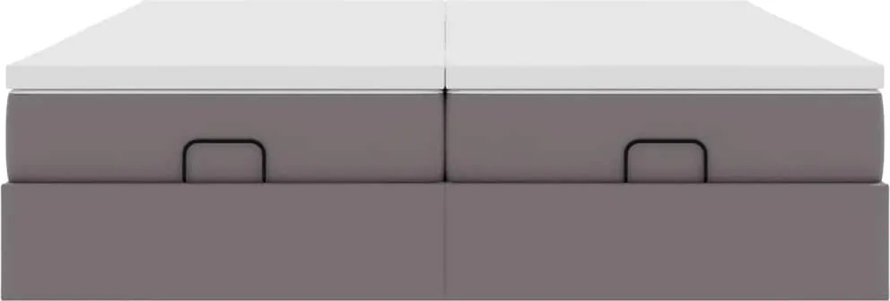 Osmanský rám postele s matrací šedá 180x200cm umělá kůže 3311227