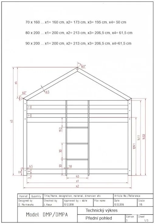 Adeko Patrová postel domeček Mila DMP Velikost postele: 180x80 cm Barva: dekor přírodní dřevo přírodní