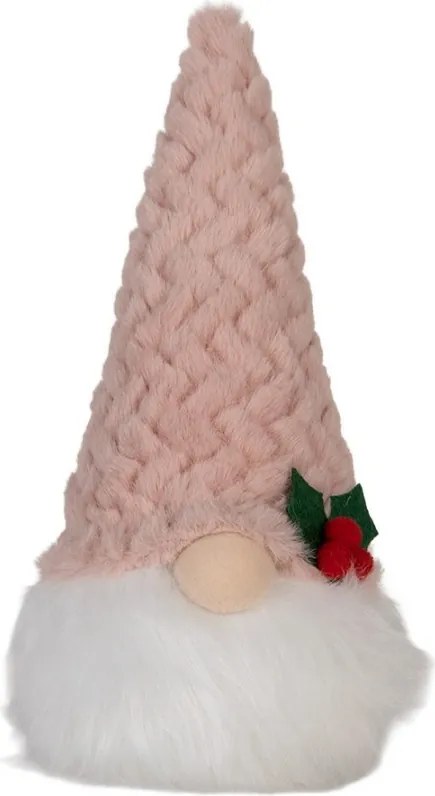 Vánoční svítící dekorace skřítek Gnome LED v růžové čepici - 10*10*25 cm/ 3AA