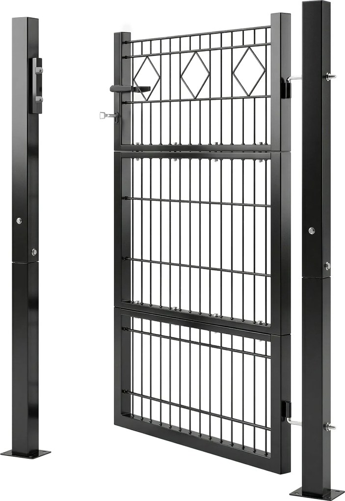Outsunny pozinkovaná zahradní branka 100 × 6 × 131 cm se zámkem a 3 klíči — tmavě šedá | Aosom