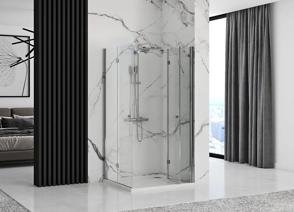 Rea Fold N2 sprchový kout se skládacími dveřmi 110(dveře) x 80(dveře), 6mm čiré sklo, chromový profil, KPL-07452