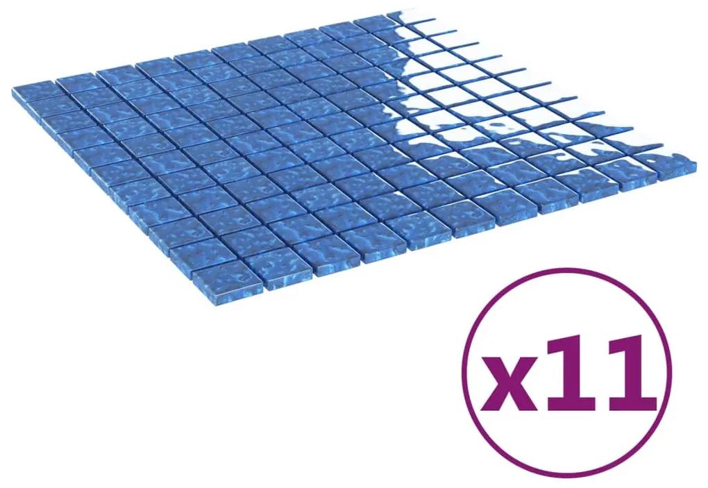 327307 vidaXL Mozaikové dlaždice 11 ks modré 30 x 30 cm sklo