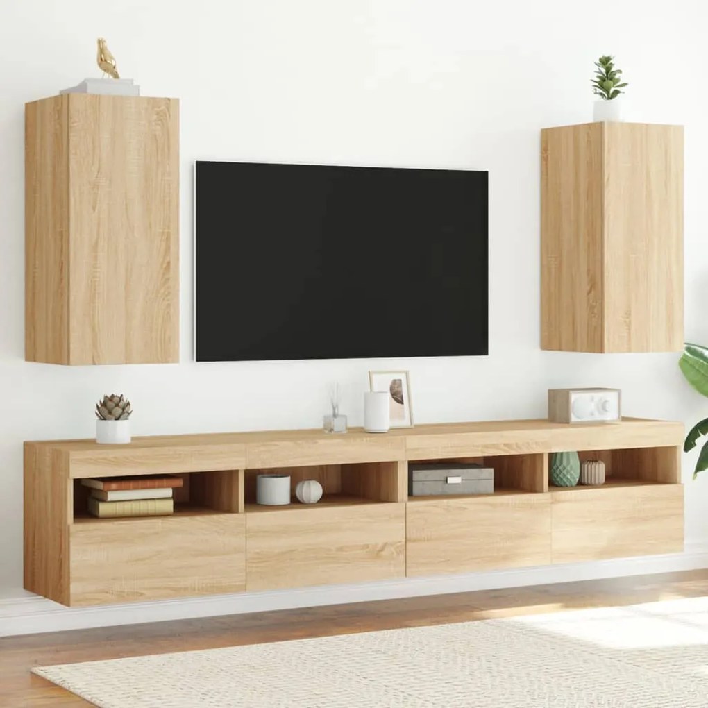 Nástěnné TV skříňky s LED 2 ks dub sonoma 30,5 x 35 x 70 cm