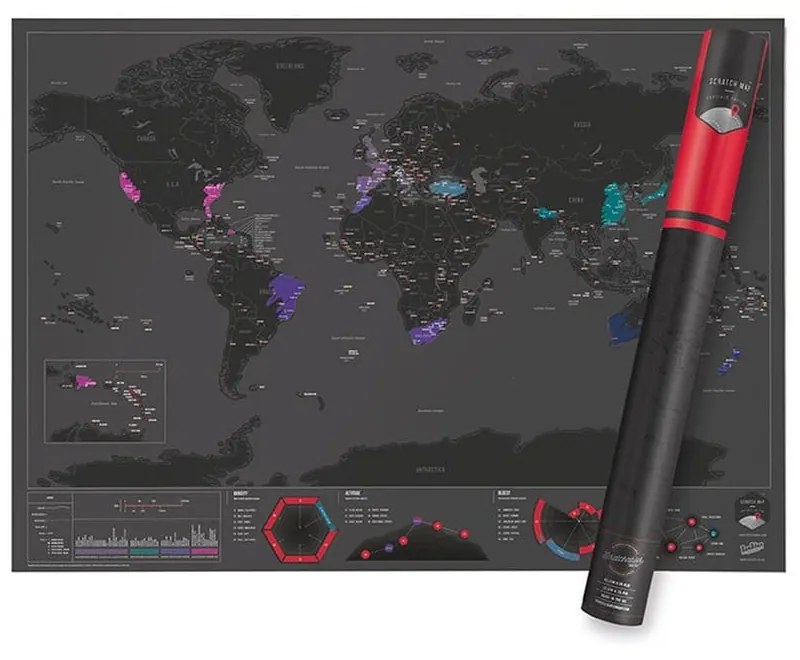 Stírací mapa světa Luckies of London Scratch Map Capitals Edition