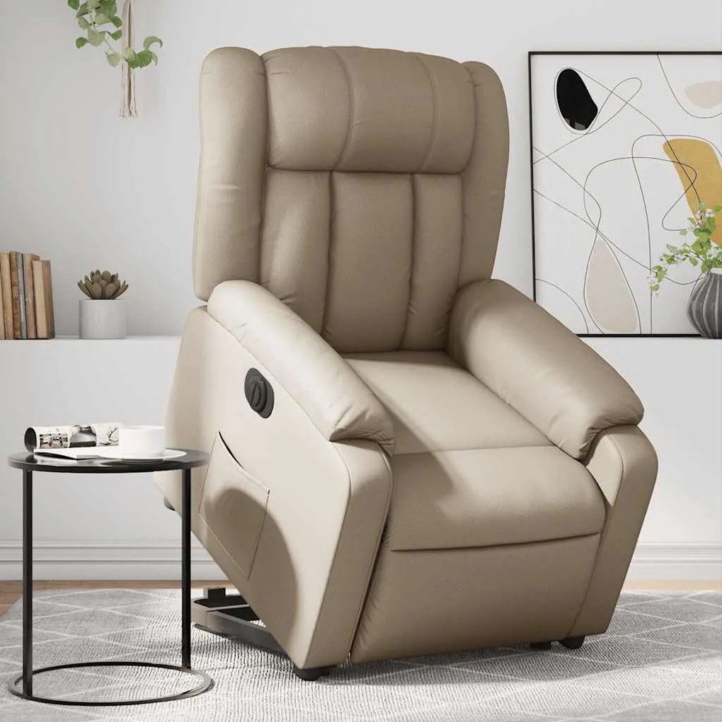 Elektrické zvedací polohovací křeslo cappuccino umělá kůže 3205284