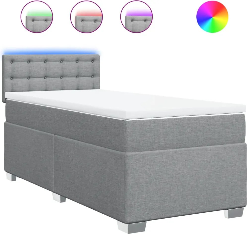 Box spring postel s matrací světle šedý 100 x 200 cm textil 3288113