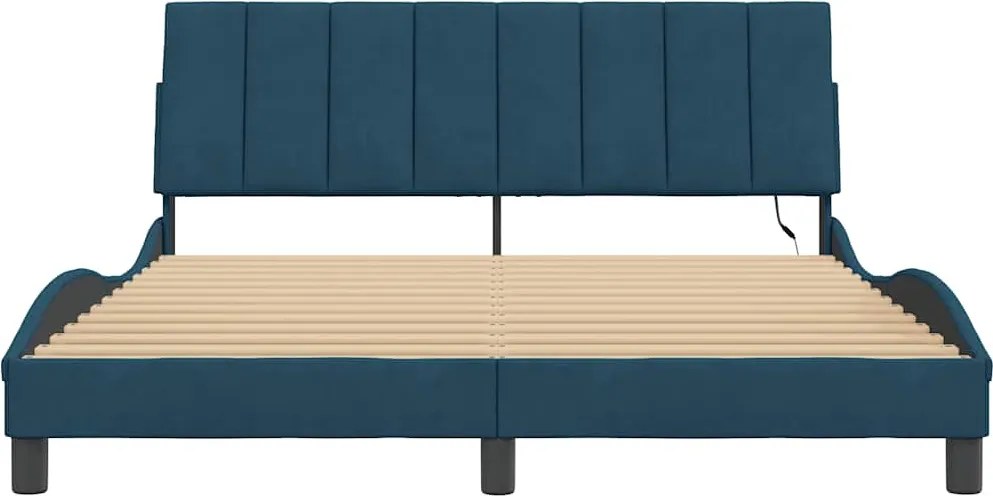 Rám postele s LED osvětlením bez matrace Hanko modrý 160 x 200 cm samet 3213791