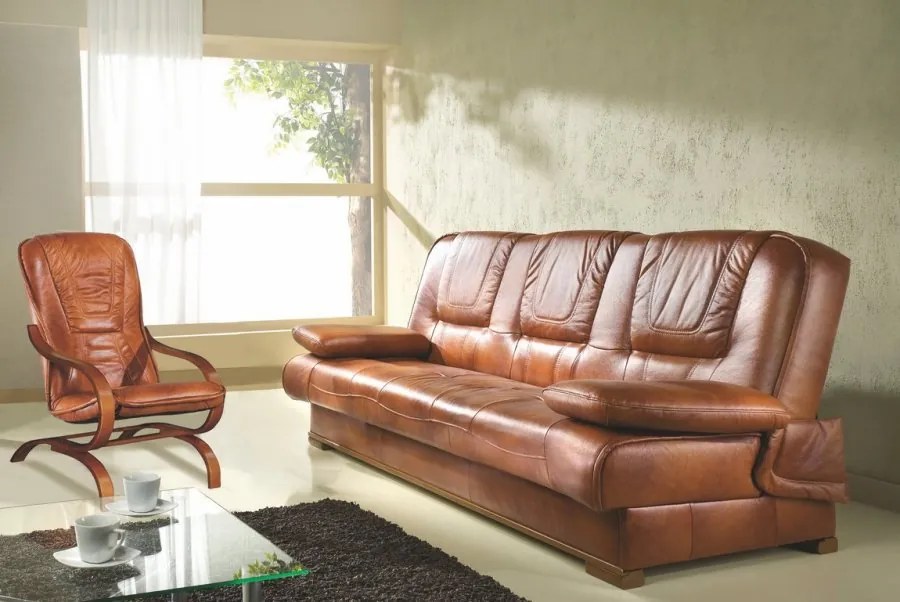 Casarredo - Komfort nábytek Pohupovací křeslo ERIKA kůže | potah: Kůže S-16,Vyberte si moření dřeva:: moření buk