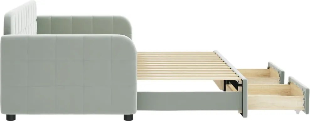 Válenda s přistýlkou a zásuvkami světle šedá 80 x 200 cm samet 3196970